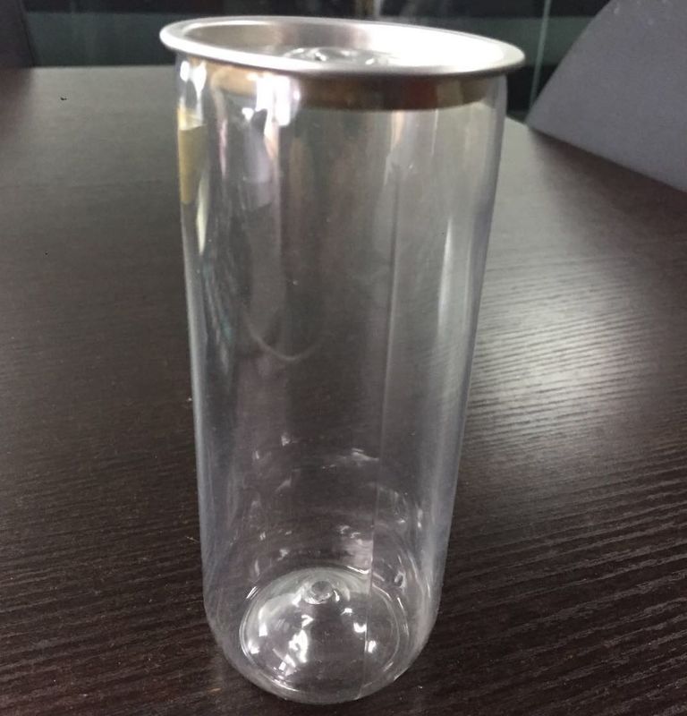 250ml Slim Cylinder Plastic Drink Can , Transparent PET Plastic Can For ...