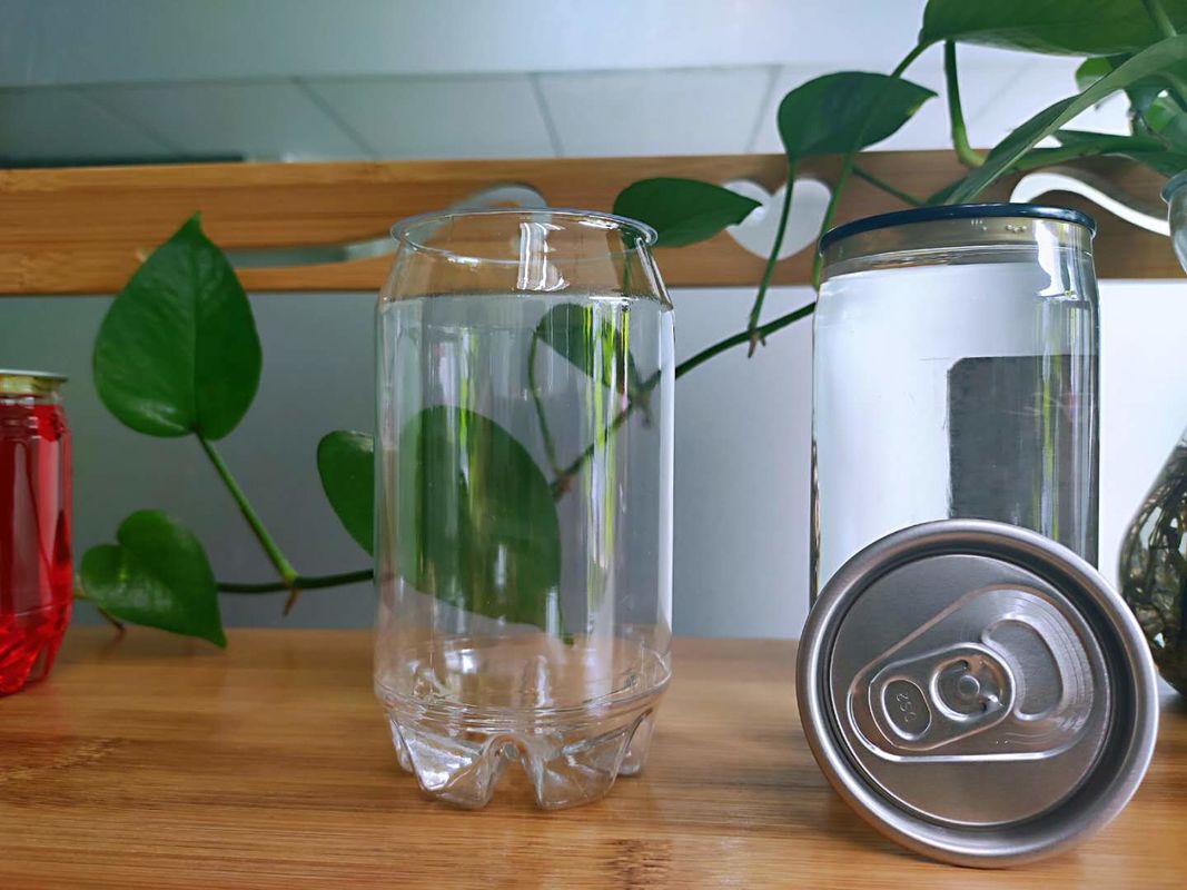 250ml Slim Cylinder Plastic Drink Can , Transparent PET Plastic Can For ...