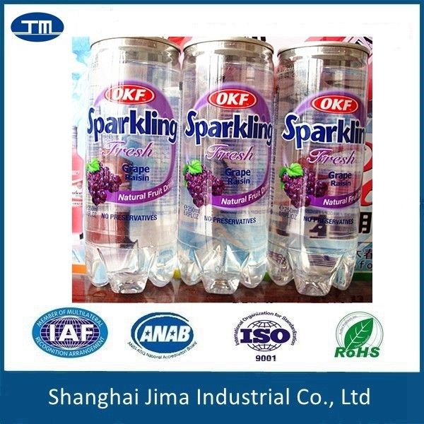 250ml Slim Cylinder Plastic Drink Can , Transparent PET Plastic Can For ...